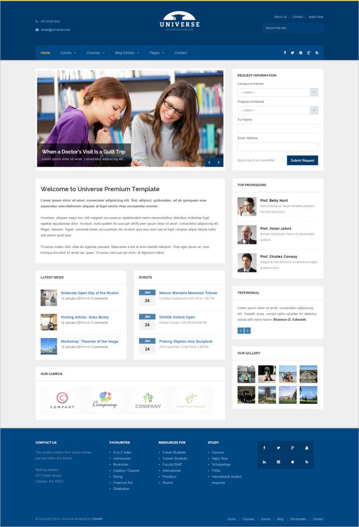 22+ Best University Website Templates PSD Free Download