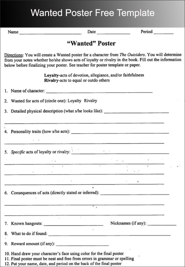 50+ Printable Wanted Poster Templates Free PDF, PSD Designs