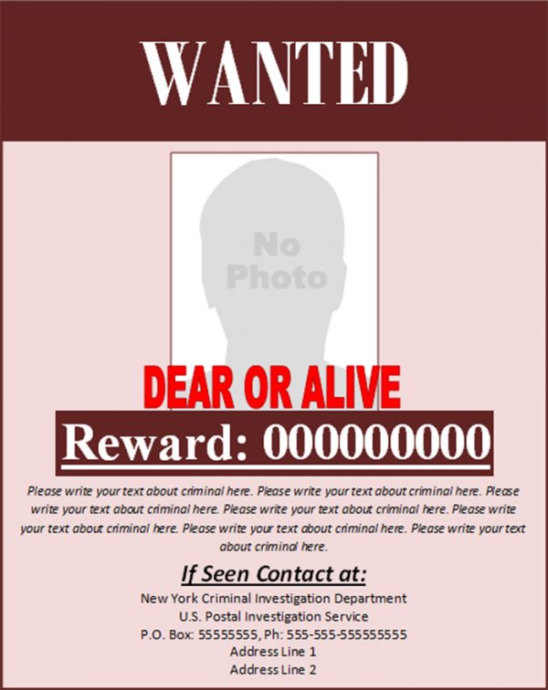 50+ Printable Wanted Poster Templates Free PDF, PSD Designs