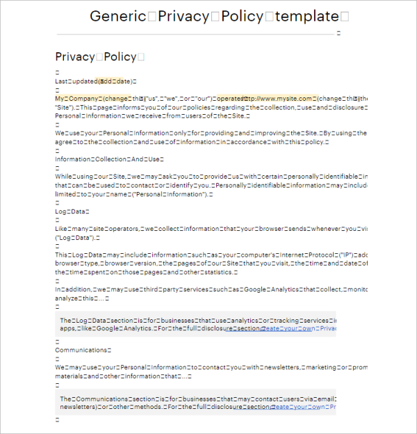 13+ Privacy Policy Templates | Free PDF Samples, Examples
