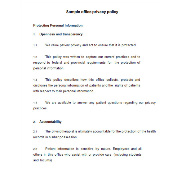 13+ Privacy Policy Templates | Free PDF Samples, Examples