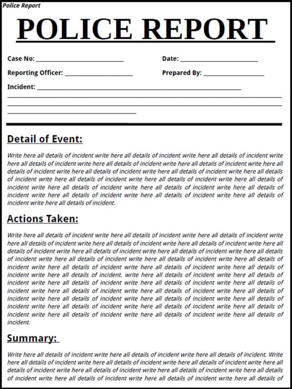 24+ Printable Police Report Templates Free PDF, Word Formats
