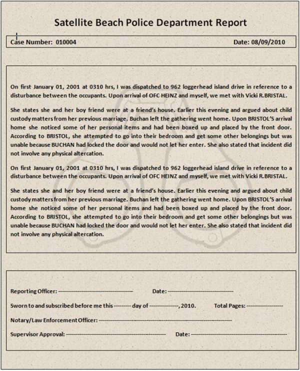 24+ Printable Police Report Templates Free PDF, Word Formats