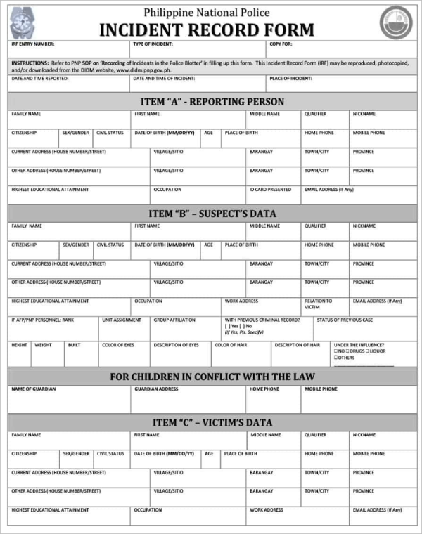 24+ Printable Police Report Templates Free PDF, Word Formats