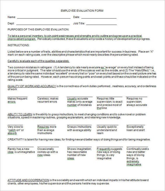 31+ Free Employee Evaluation Forms Templates