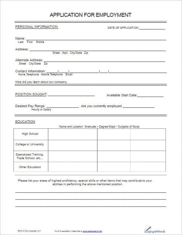 22+ Employee Application Form Templates Free PDF, Word Formats