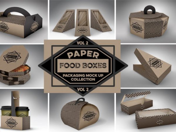 102+ Realistic Food Box Mockups Free PSD Templates