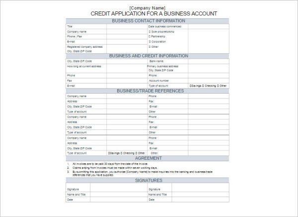 24+ Credit Application Form Templates Free Word, PDF Formats