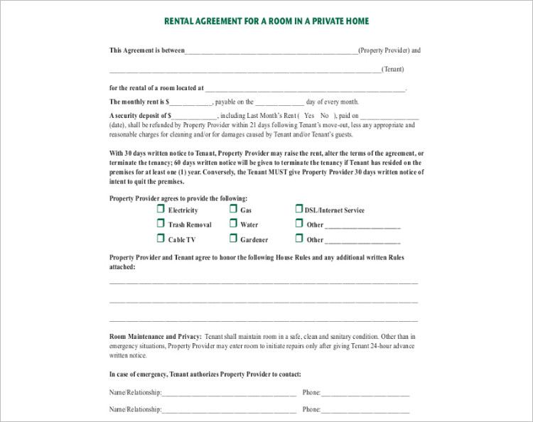 16 Room Rental Agreement Template Free Word Doc PDF Formats