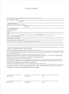 15+ Free Atv Bill Of Sale Templates PDF, Word Formats