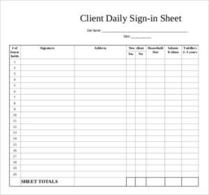 Daily Sign In Sheet Template - Creative Templates
