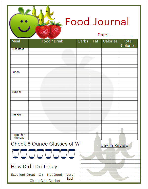 45 Food Log Templates Free PDF Word Excel Examples