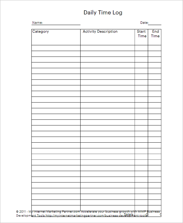 21 Time Log Templates Free Pdf Word Excel Formats Gambaran