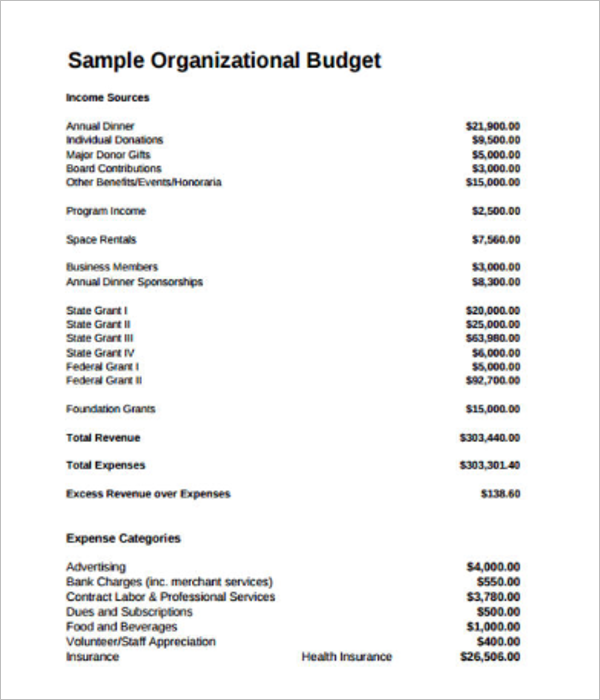 Sample Nonprofit Budget Template The Document Template