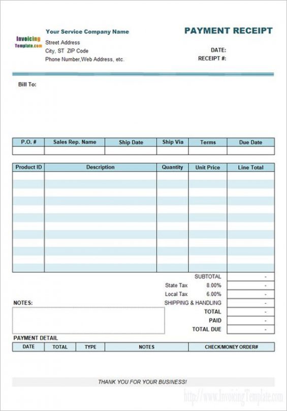 Service Rendered Receipt Template - Creative Templates