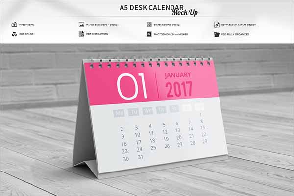 50 Desk Calendar Mockup Templates Free PSD Download