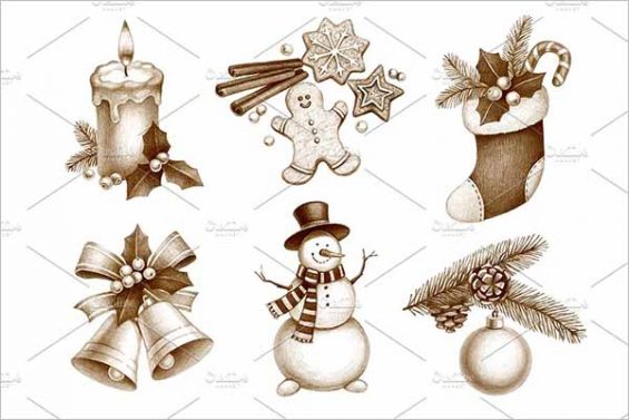 54+ Christmas Pencil Drawings Free PSD Design Templates