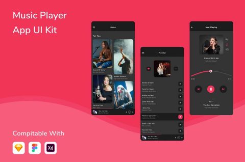 15+ Premium and Modern Music App UI Kits | PS, XD, Figma, Sketch