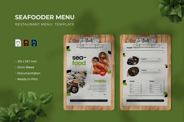 Delicious Seafood Menu Template - Fresh, Modern, Easy to Edit