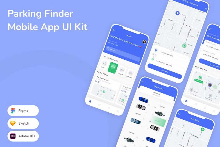 15+ Modern Parking Mobile App UI Kit – Streamline Your App Design