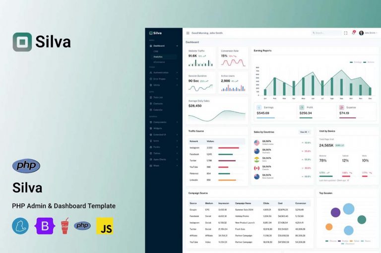 PHP Admin Dashboard Templates – Modern & Responsive