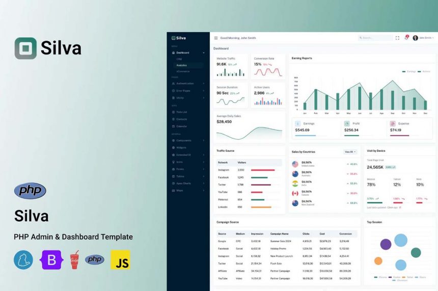 PHP Admin Dashboard Templates – Modern & Responsive