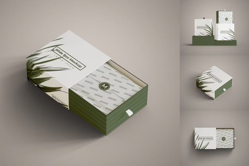 15 + Slide Box Mockups | Realistic Packaging PSD Templates