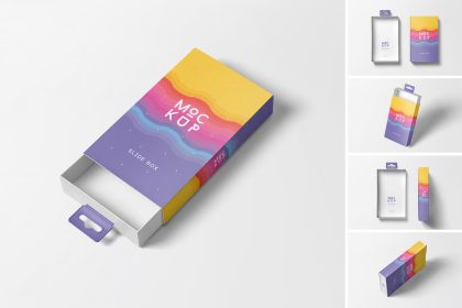 15 + Slide Box Mockups | Realistic Packaging PSD Templates