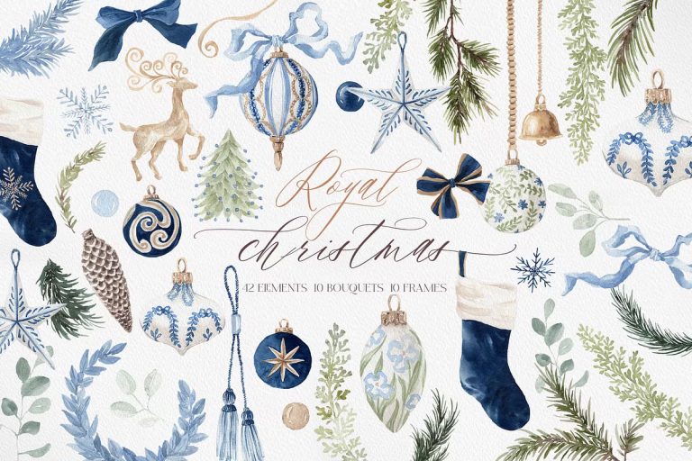 20 + Watercolor Christmas Clipart | Festive Hand-Painted Holiday Designs