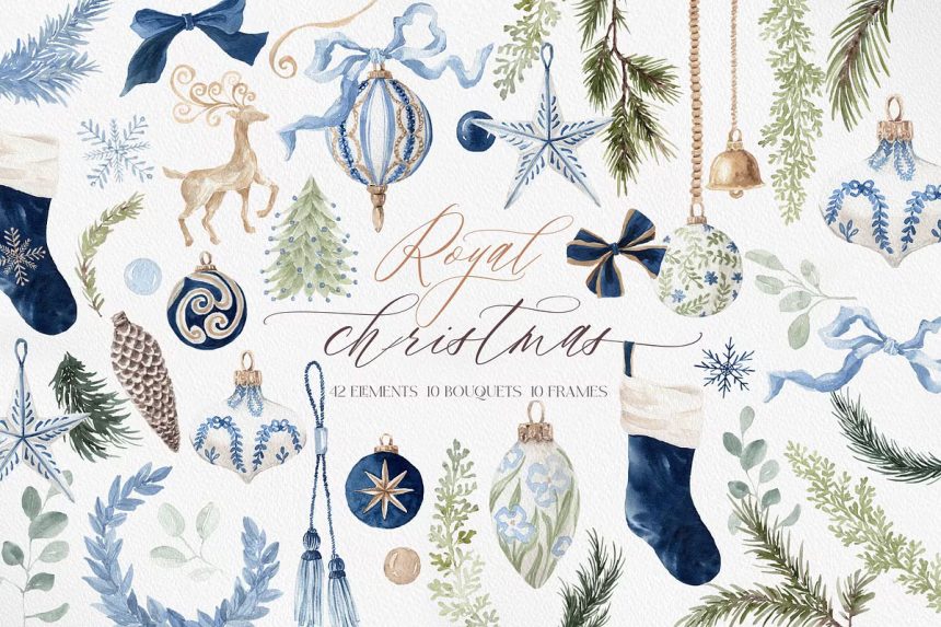 20 + Watercolor Christmas Clipart | Festive Hand-Painted Holiday Designs