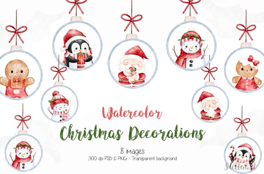 20 + Watercolor Christmas Clipart | Festive Hand-Painted Holiday Designs