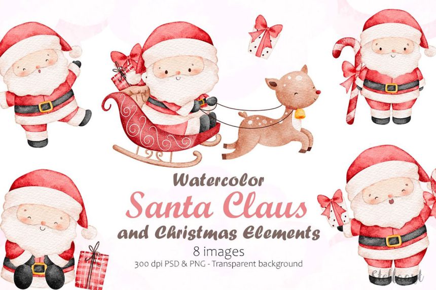 20 + Watercolor Christmas Clipart | Festive Hand-Painted Holiday Designs