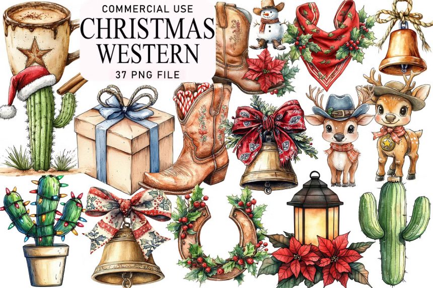 20 + Watercolor Christmas Clipart | Festive Hand-Painted Holiday Designs